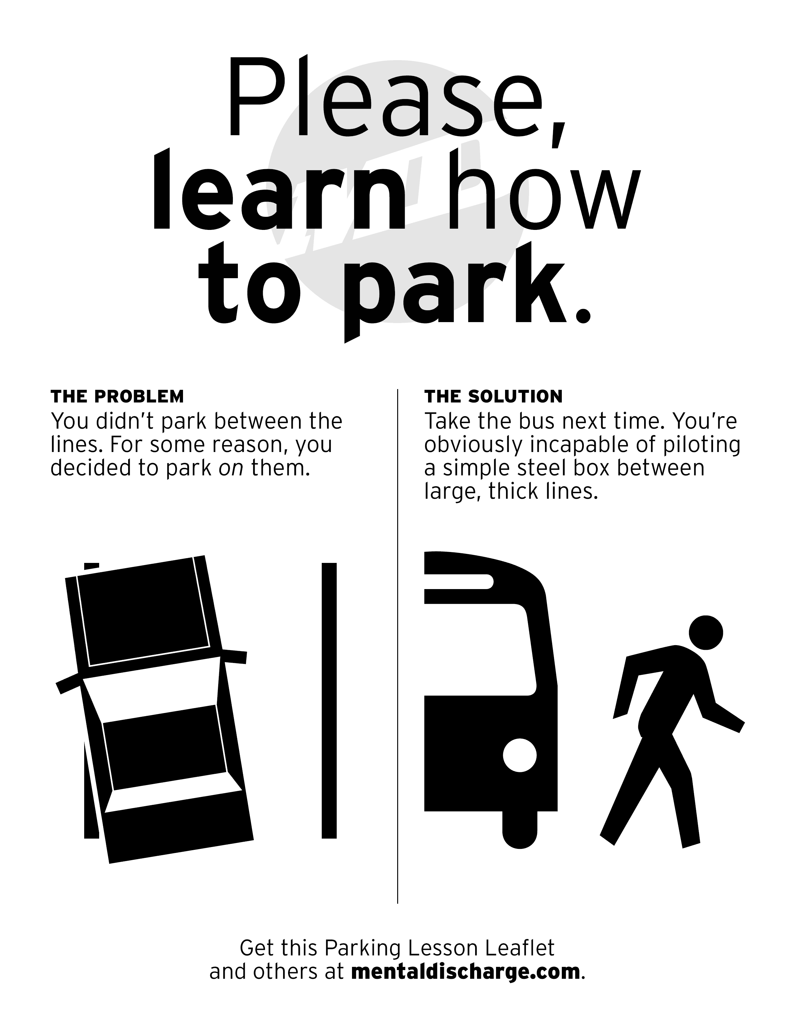 Teach Proper Parking with Parking Lesson Leaflets - Mental Discharge